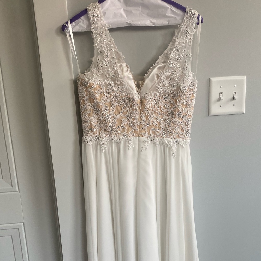 White Beaded Prom Dress - Gem